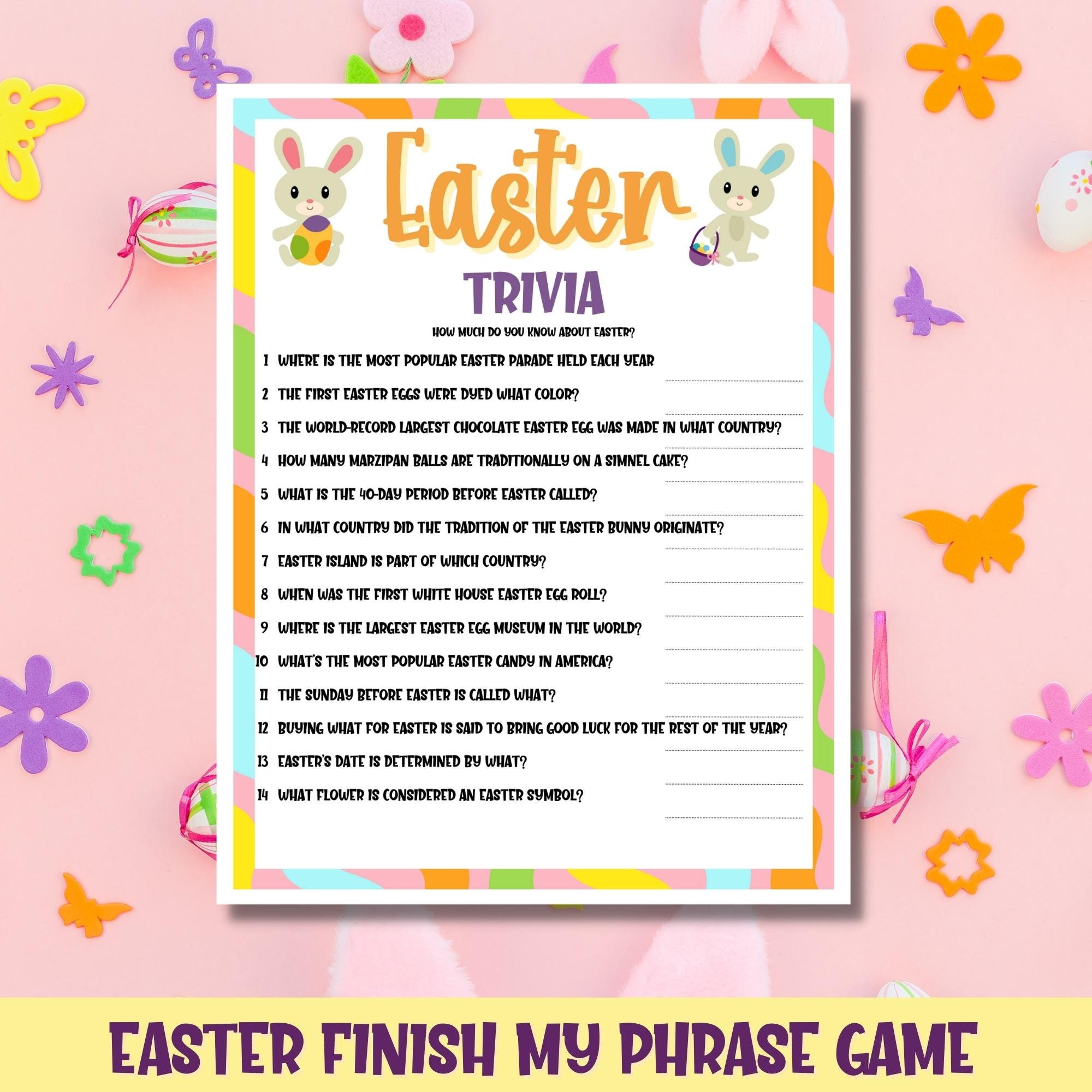 Printable Easter Trivia Game, Quiz, Fun for Children and Adults ...