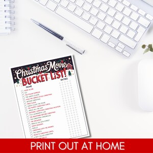 Christmas Movie Bucket List, Family Movie Night Printable, Editable ...