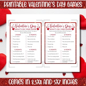 Printable Valentine's Day What's on Your Phone Party Game, Instant ...