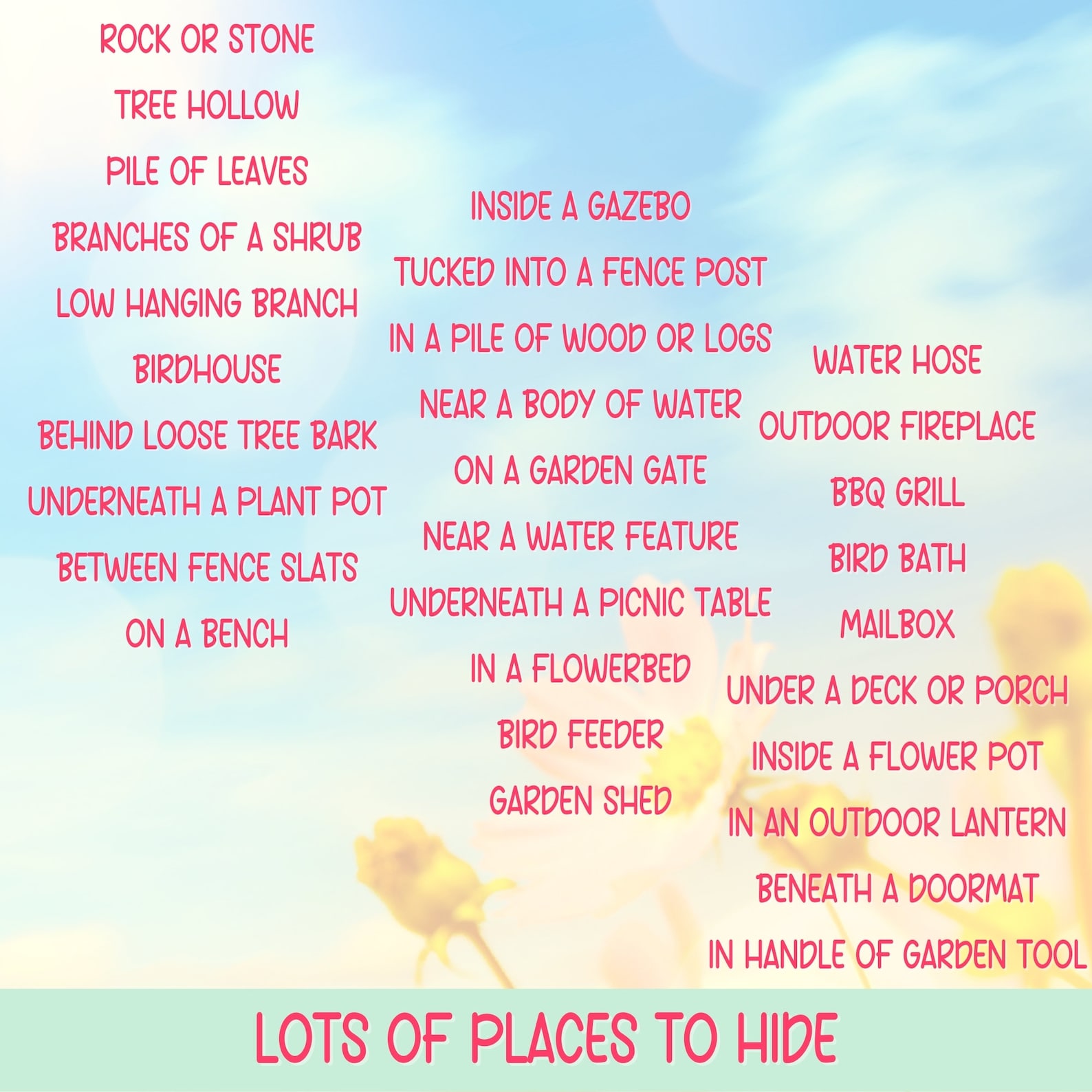Summer Scavenger Hunt for Kids, Summertime Games, Outdoor Activity ...