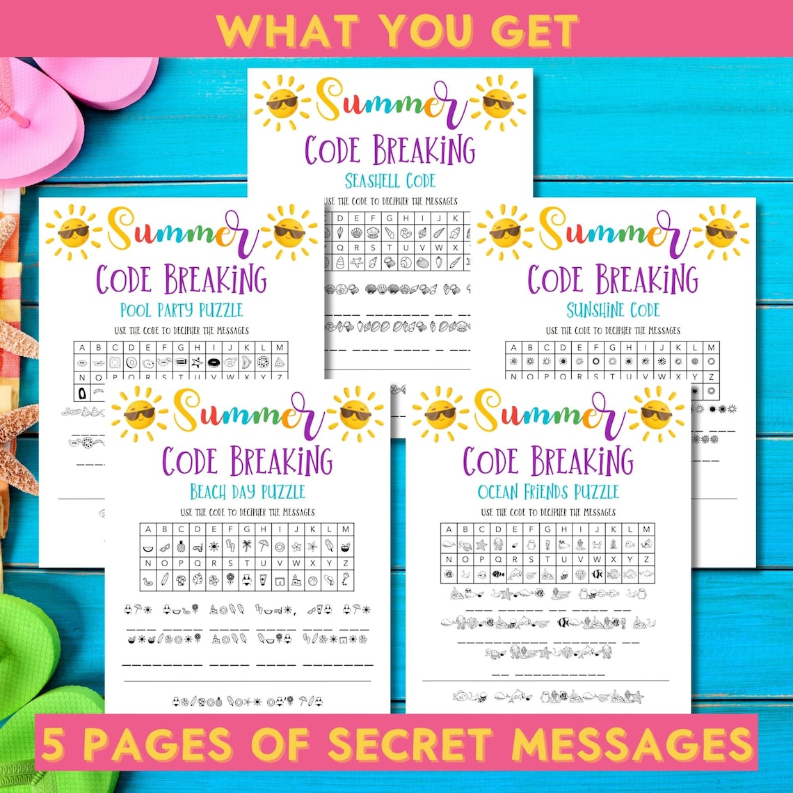 Summer Code Breaking Activity, Printable Activities, Pool Party, Family ...
