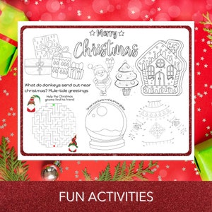 Printable Christmas Activity Sheet Placemats for Kids, Instant Download ...