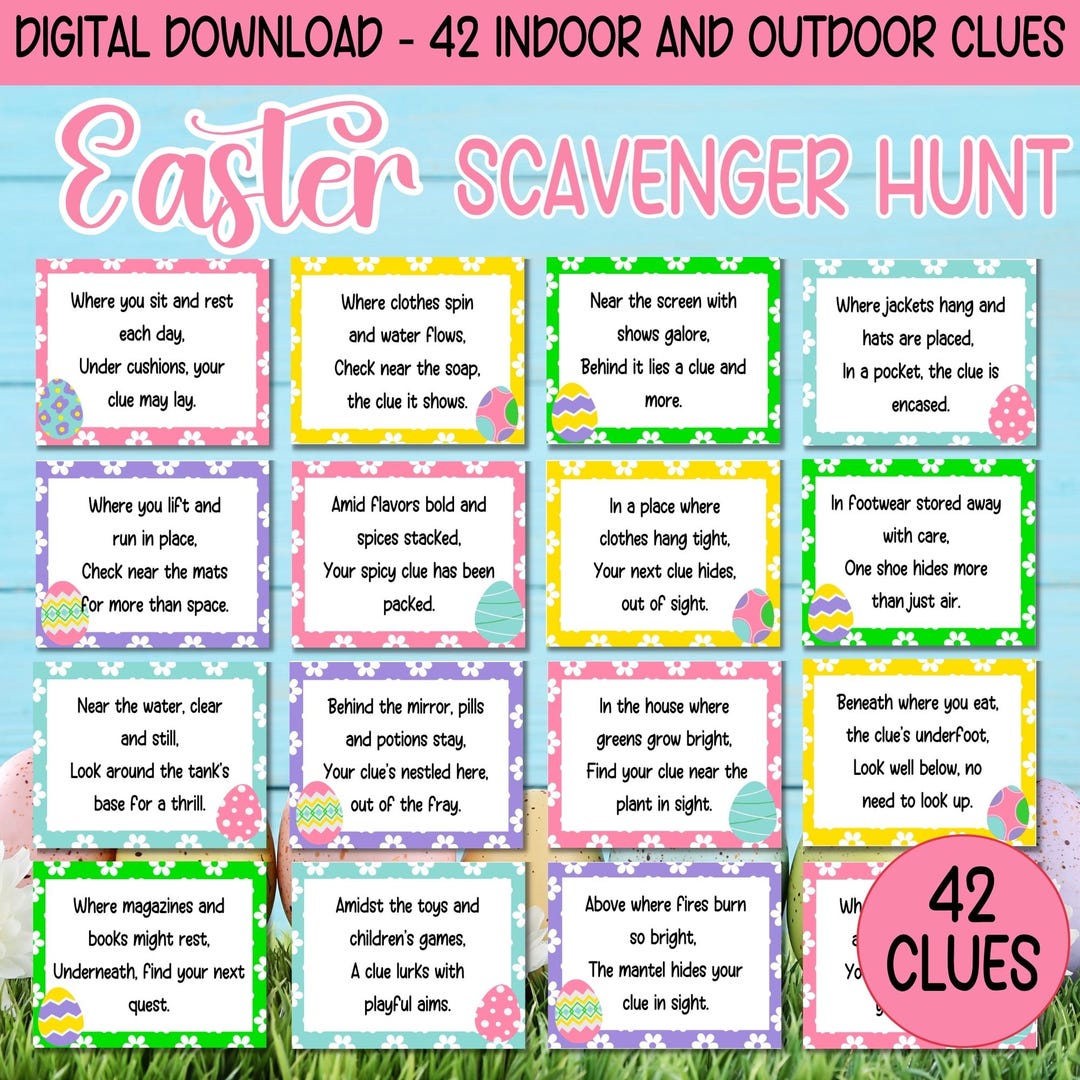 Easter Scavenger Hunt for Kids and Families - Printable Indoor/outdoor ...