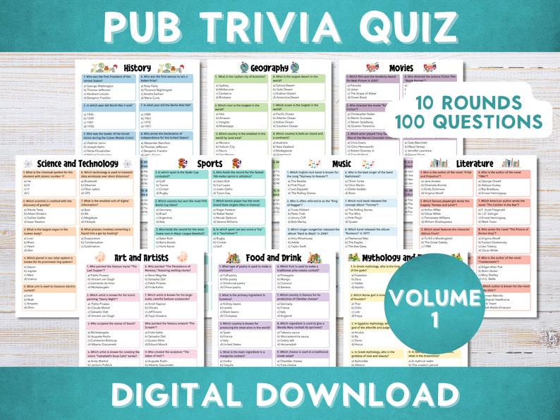 Pub Trivia Quiz, Game Night, Bar Quiz, General Knowledge, Trivia Night ...