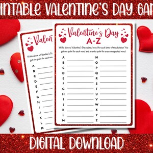 Printable Valentine's Day A-Z Party Game, Instant Download - Etsy