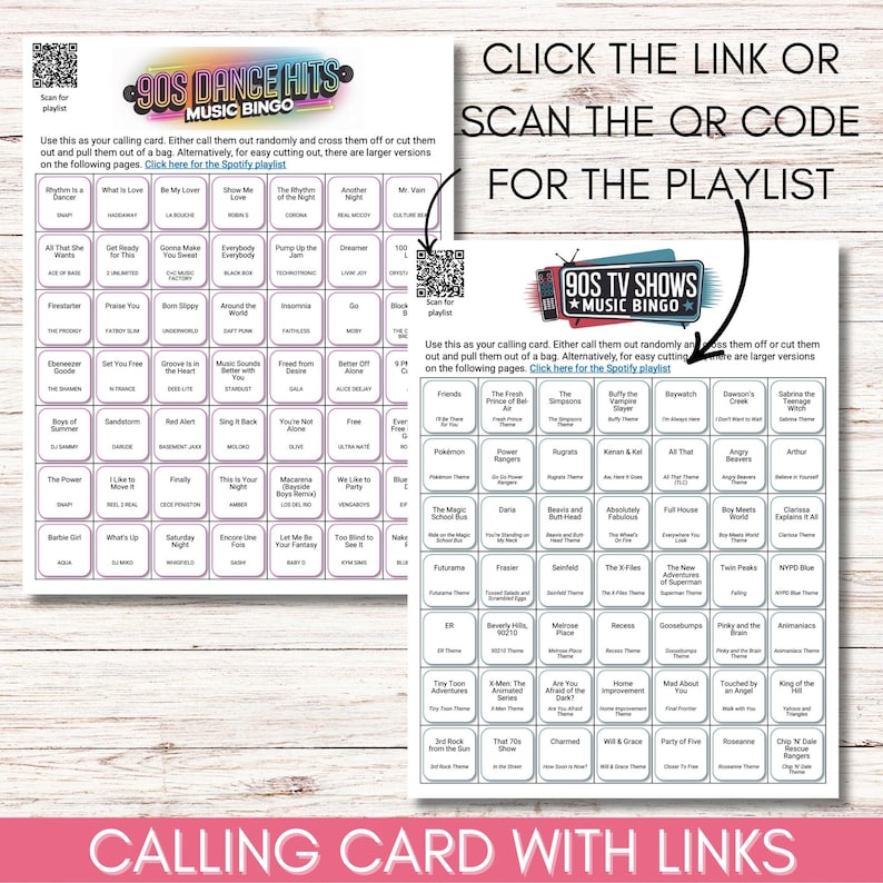 90s Music Bingo Mega Bundle – 10 Printable Games, 100 Cards Each ...