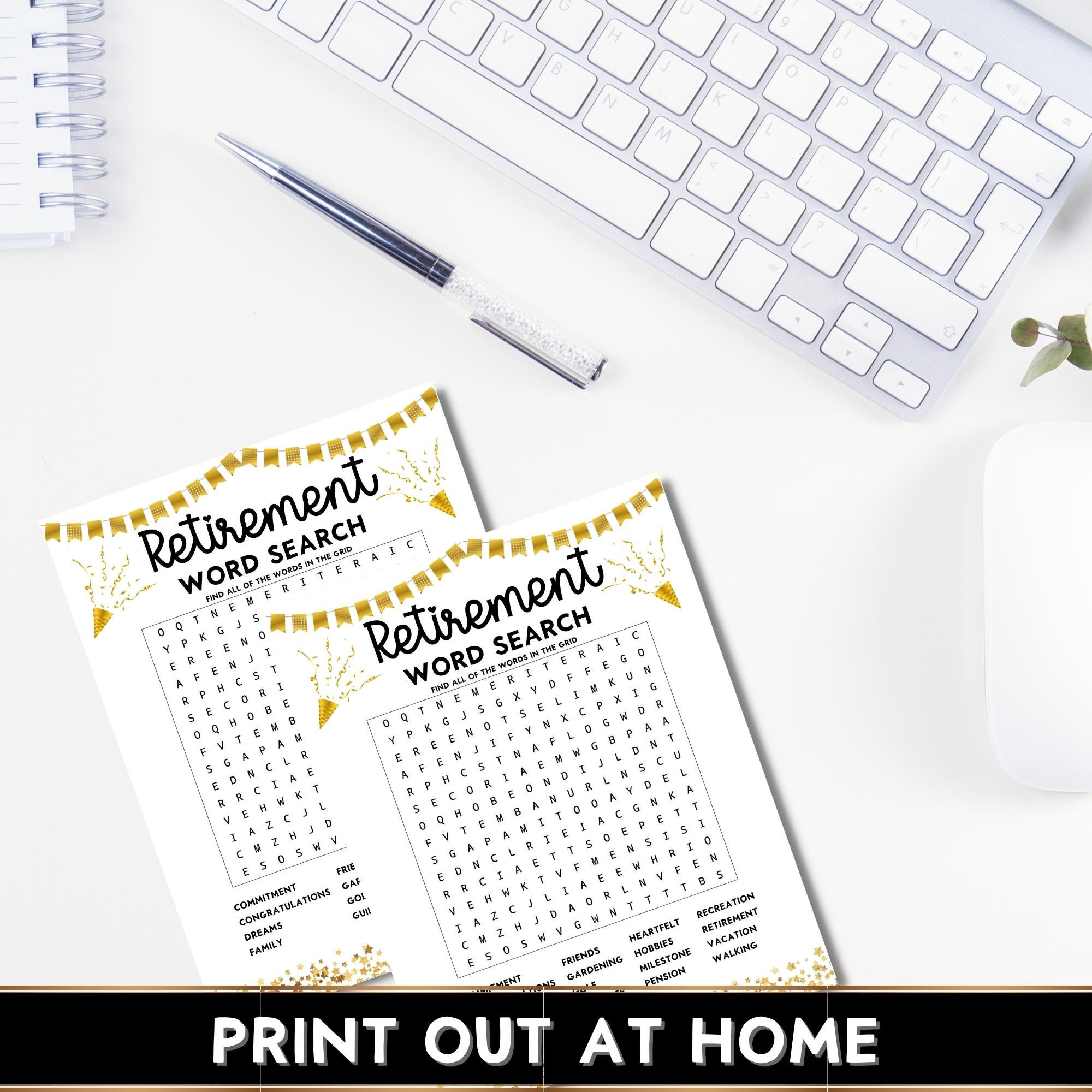 Printable Retirement Party Word Search Game, Icebreaker, Work Party for ...