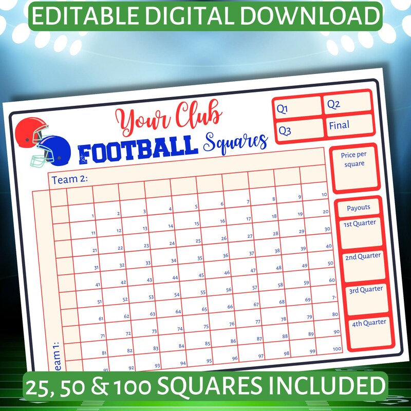 100 Square Raffle Board - Etsy Australia