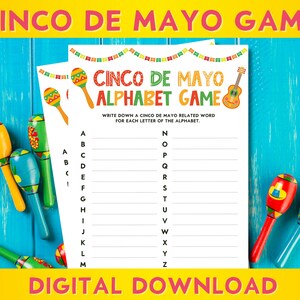 Cinco De Mayo Printable Alphabet Game, Fiesta Party, Family Game Night ...