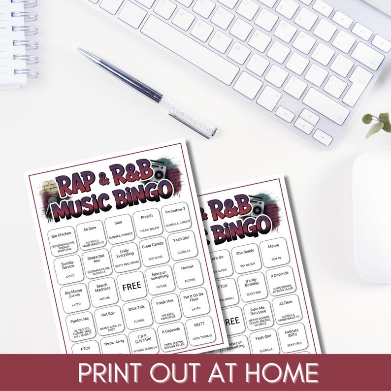 Rap and R&B Music Bingo | 75 Songs, 100 Cards (digital Download) - Etsy