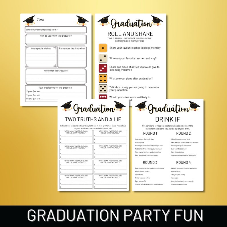 Graduation Party Game Bundle: Editable Printable Games (digital ...