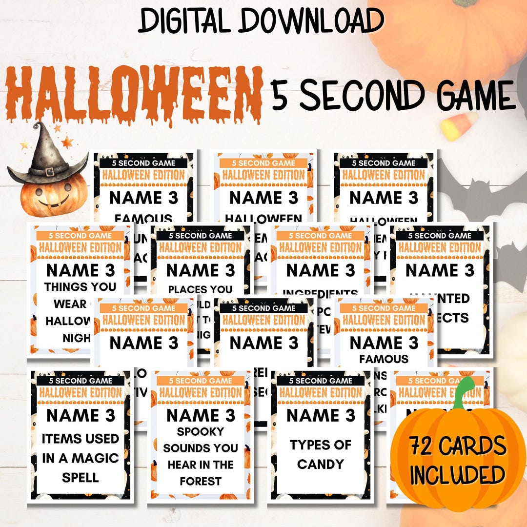Halloween 5 Second Game, Printable Party Game for Teens and Adults, Fun ...