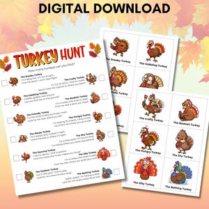 Turkey Hunt Game, Thanksgiving Scavenger Hunt, Kids Thanksgiving ...