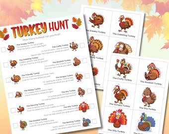 Turkey Hunt Game, Thanksgiving Scavenger Hunt, Kids Thanksgiving ...