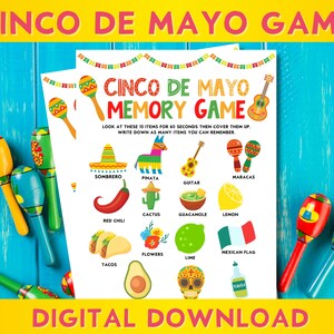 Cinco De Mayo Printable Memory Game, Fiesta Party, Family Game Night ...