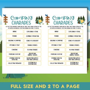 Camping Charades Game, Printable Camping Trip Game, Summer Camp, Family ...