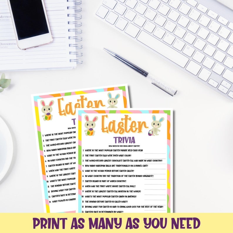 Printable Easter Trivia Game Quiz Fun for Children and | Etsy