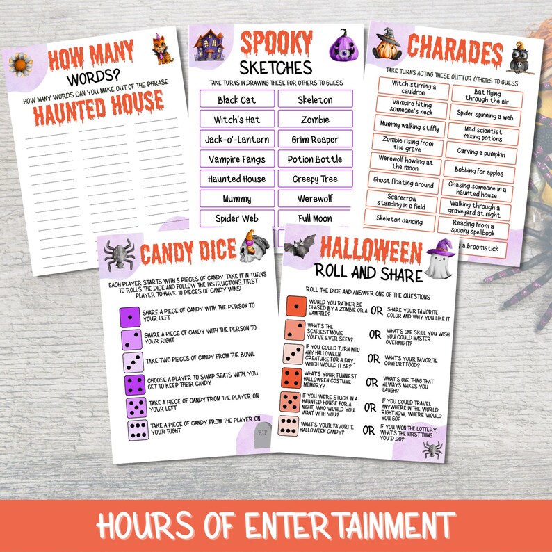 Halloween Game Bundle, Printable Halloween Activities for Kids and ...