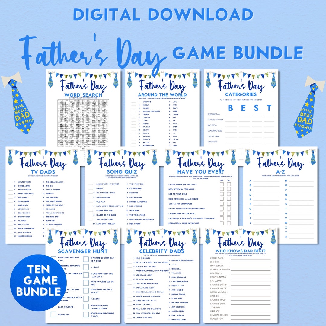 Father's Day Party Game, Father's Day Activity, Father's Day Game ...