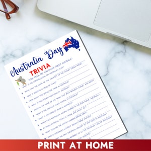 Australia Day Trivia Quiz, Australia Themed Quiz, Printable Australian ...