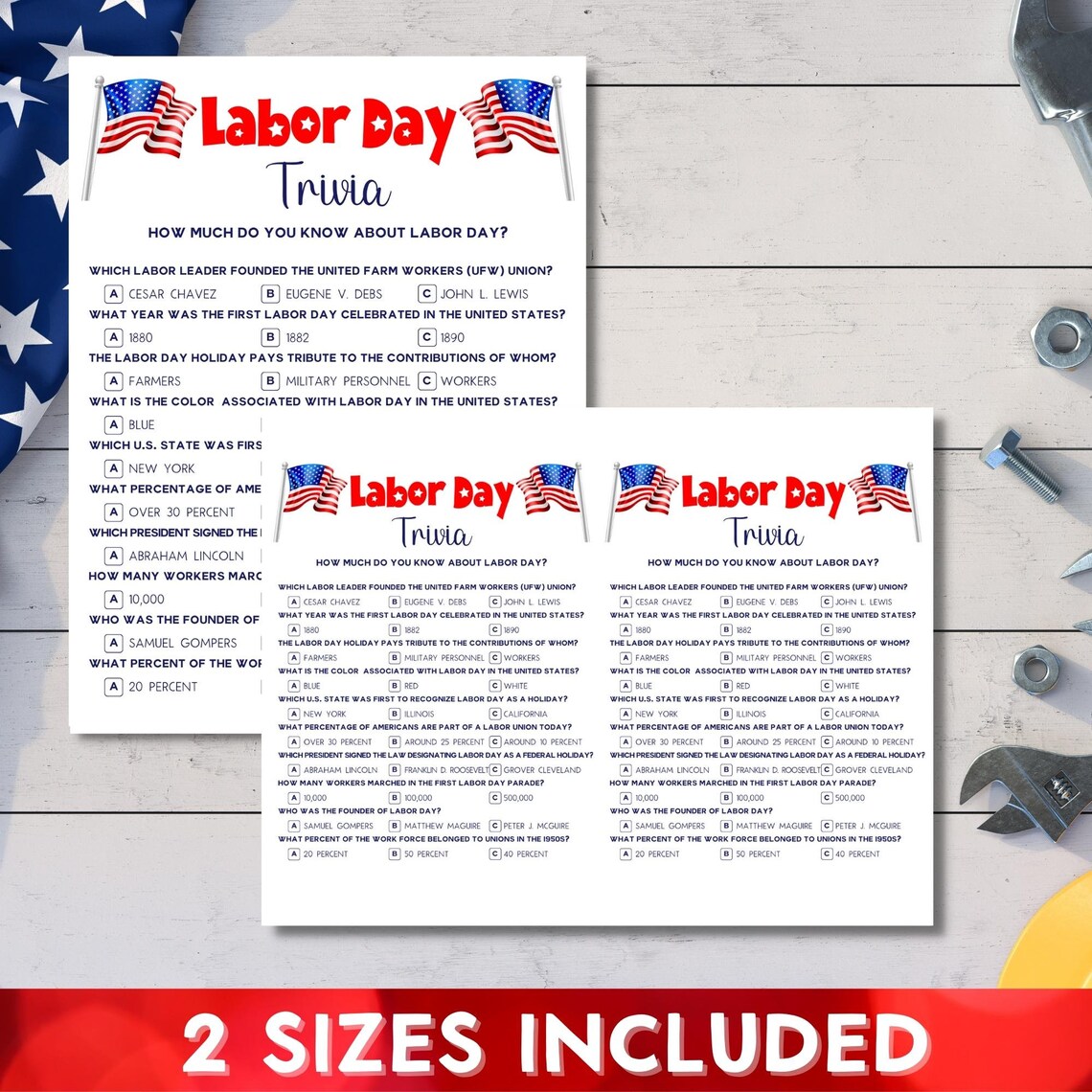 Labor Day Games Bundle, Printable, Trivia Quiz, Patriotic Party Game ...