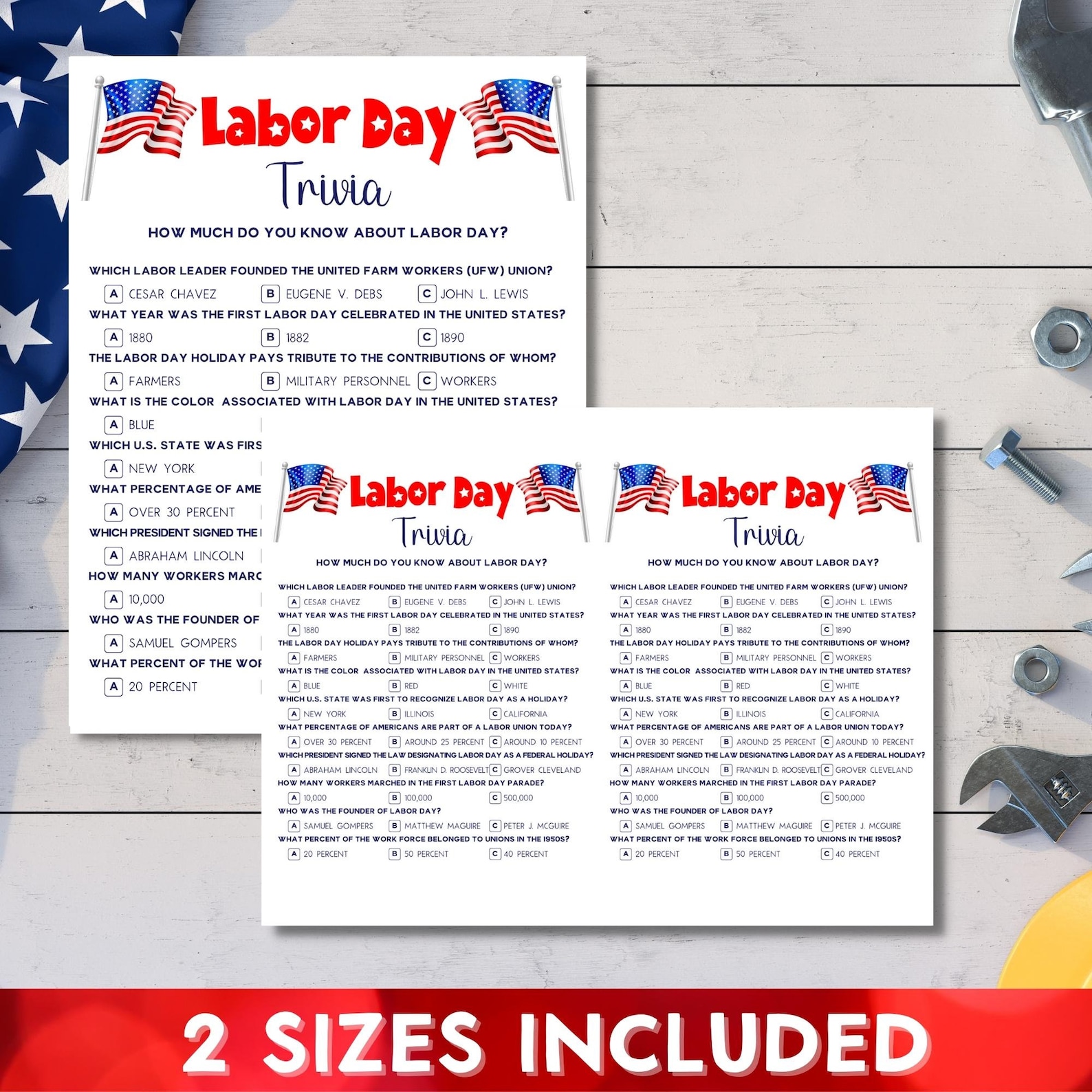 Labor Day Games Bundle, Printable, Trivia Quiz, Patriotic Party Game ...