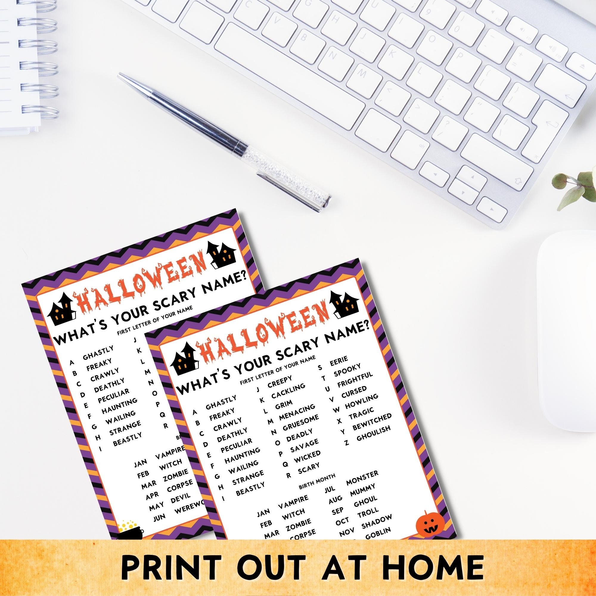 Printable Halloween What's Your Scary Name Activity Party - Etsy