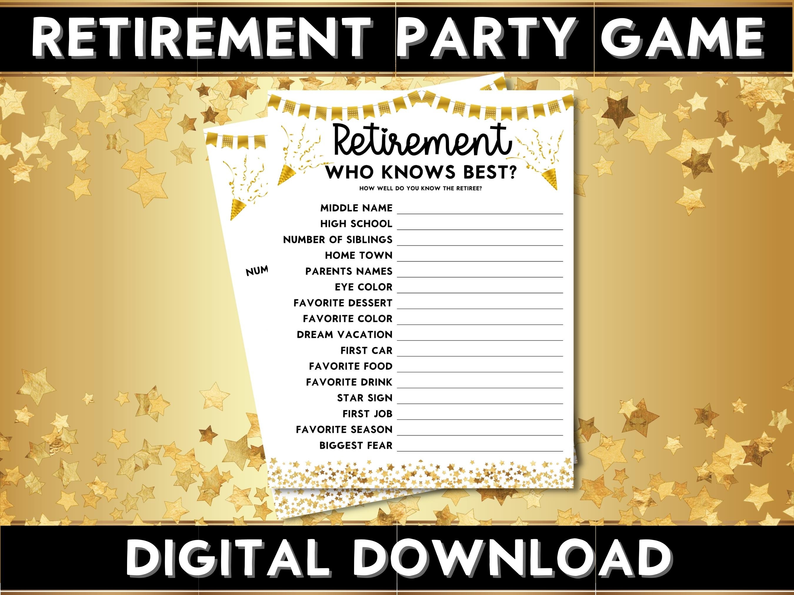 Printable Retirement Party Who Knows Best Game, Icebreaker, Work Party ...
