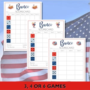 4th of July Bunco Party Bundle, Stars Stripes & Bunco Printable Game ...