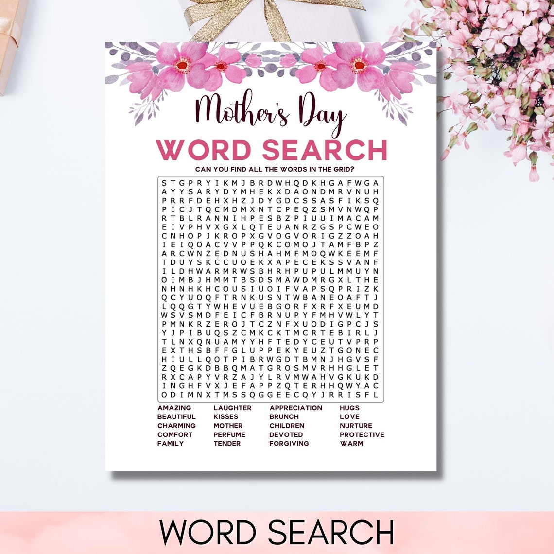 Printable Mother's Day Word Search Family Game Night - Etsy