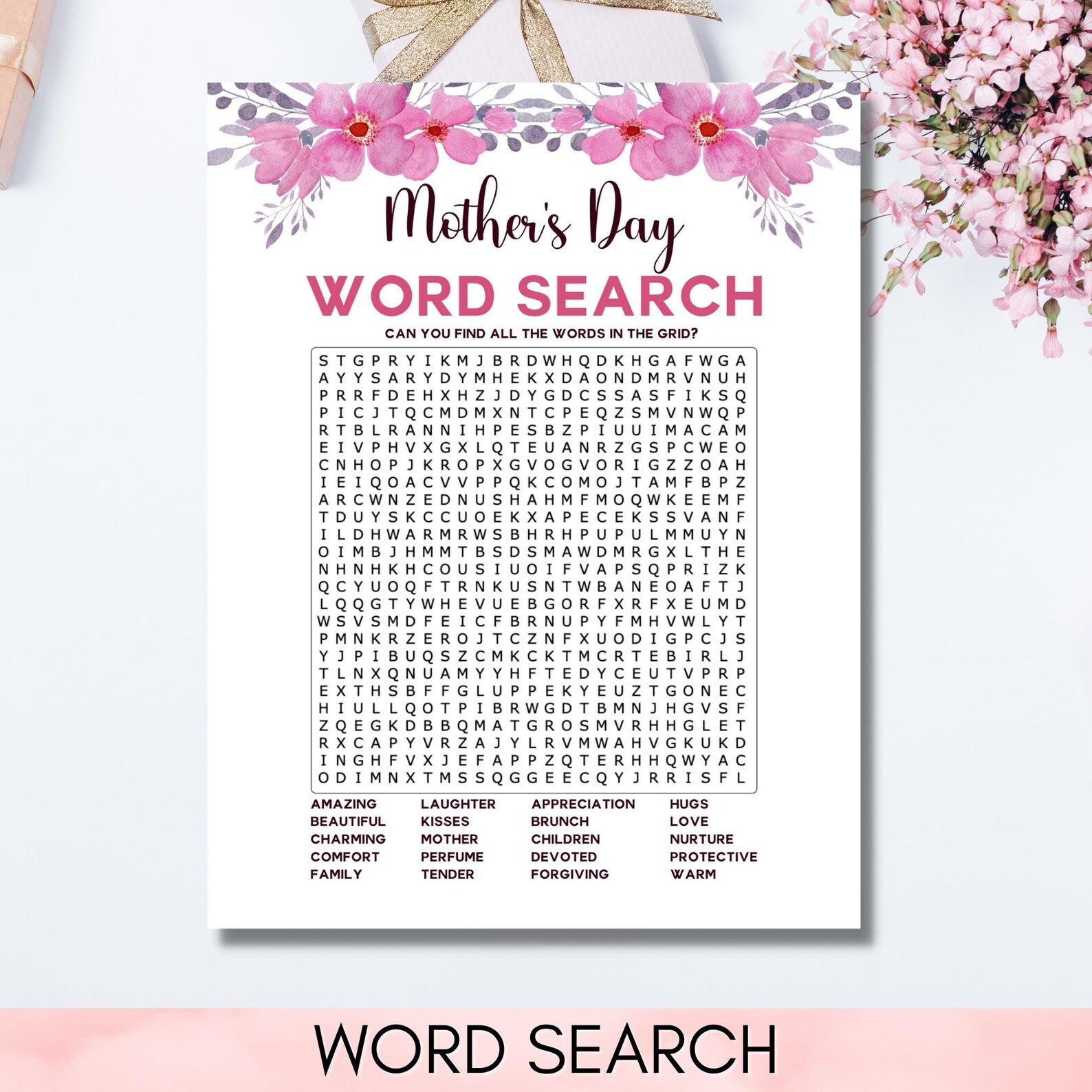 Printable Mother's Day Word Search, Family Game Night, Mothering Sunday ...