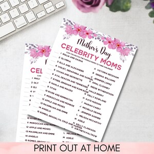 Printable Mother's Day Celebrity Moms Game, Famous Parents, Family Game ...