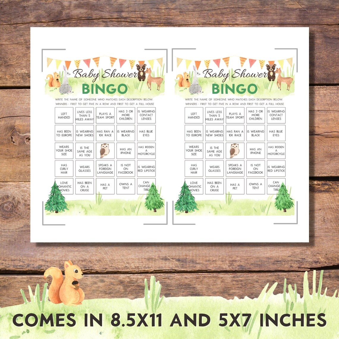 Printable Woodland Animal Theme Baby Shower Party Games 15 - Etsy