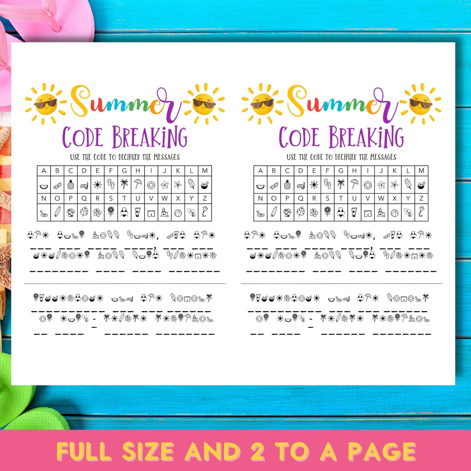 Summer Code Breaking Activity Printable Activities Pool - Etsy UK
