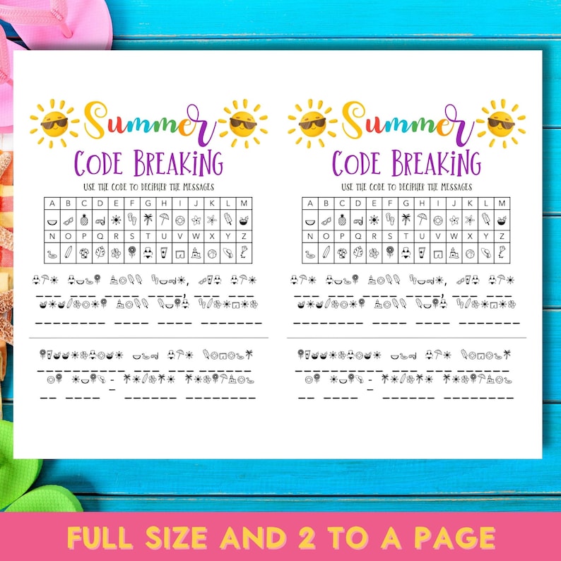 Summer Code Breaking Activity Printable Activities Pool - Etsy UK