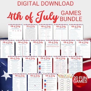 4th of July Party Games Bundle, Instant Download, USA Independence Day ...