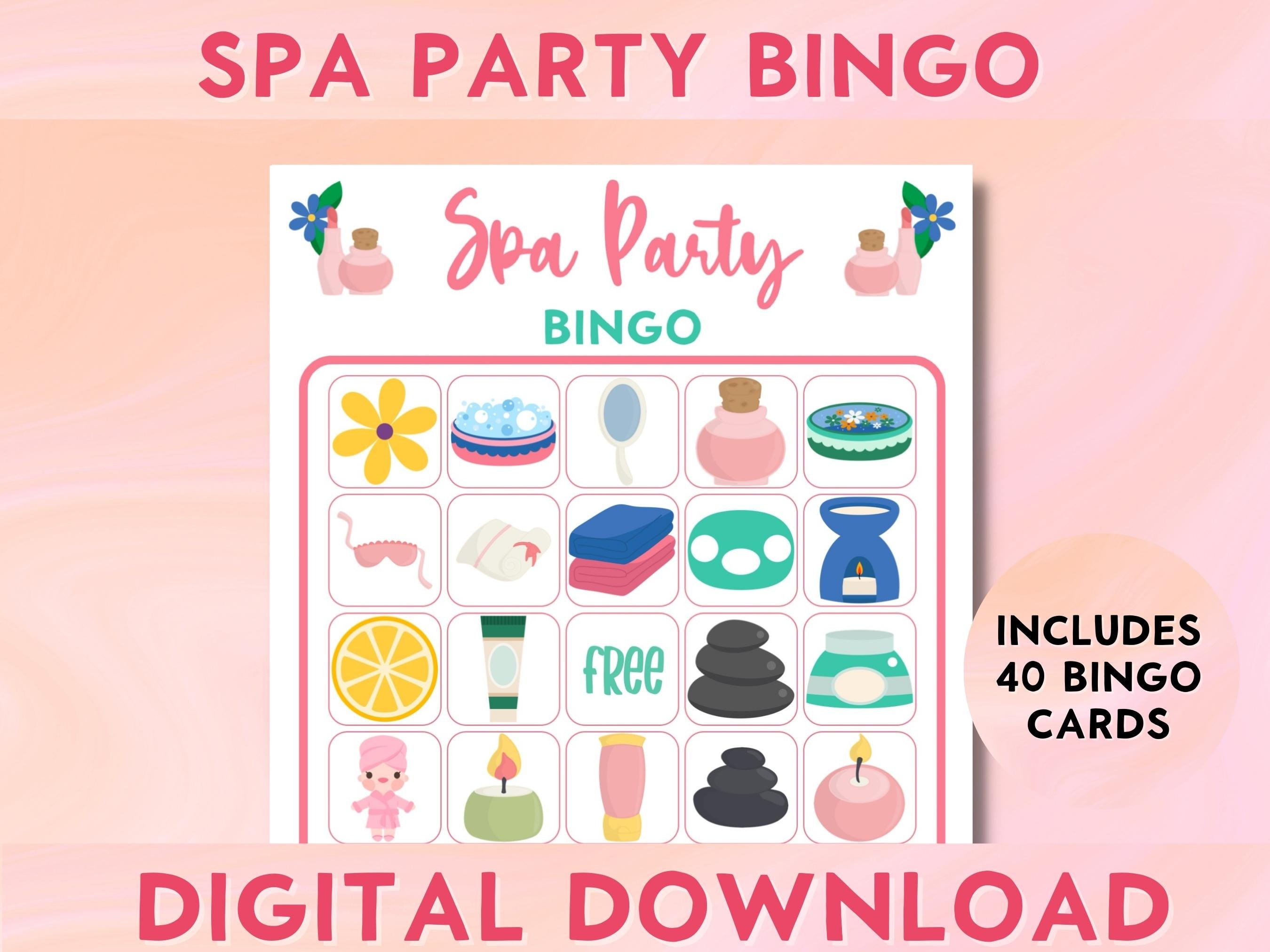 Printable Spa Party Bingo Game, Pamper Party, Girls Birthday Party ...