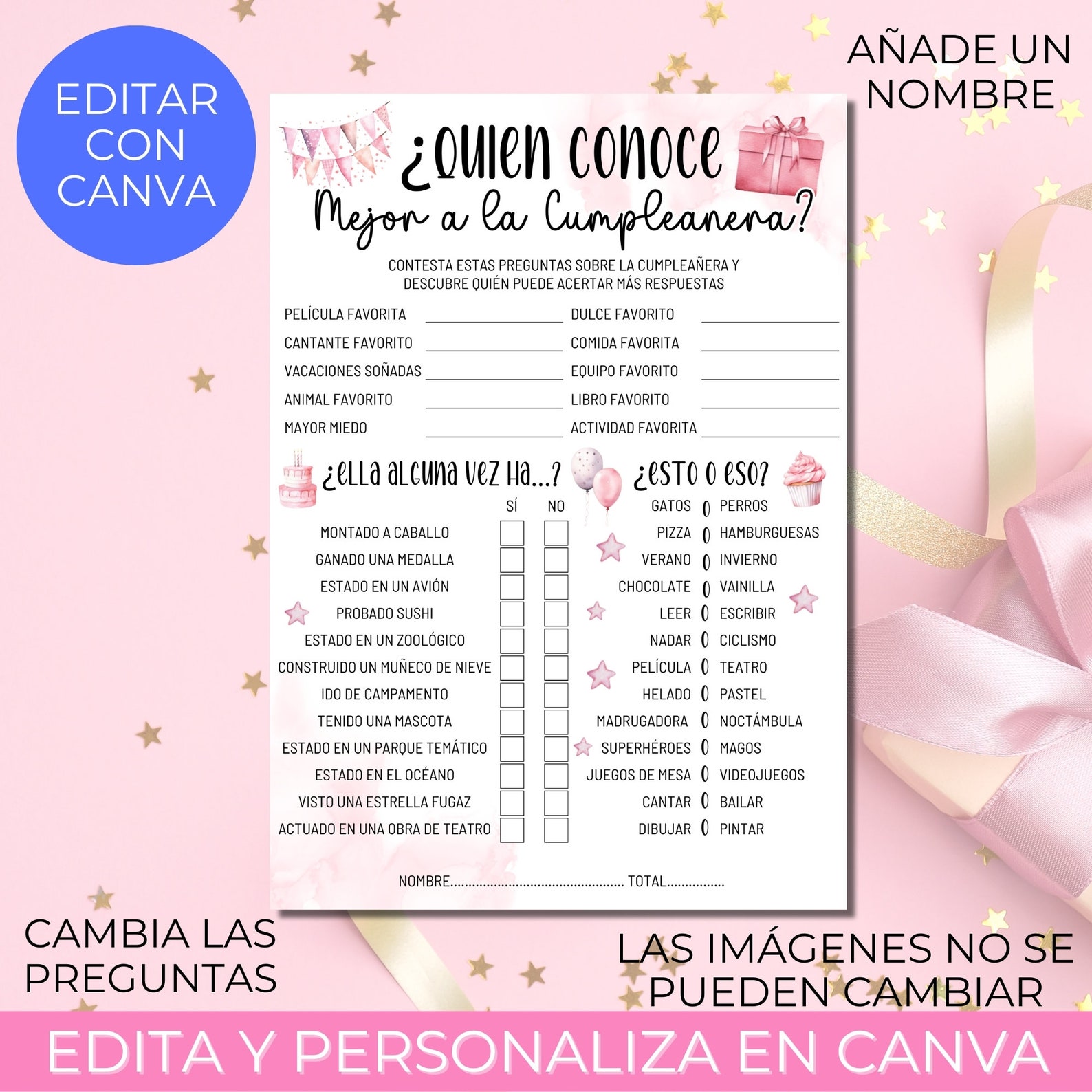 Quién Conoce Mejor a La Cumpleañera? Juego De Cumpleaños Editable E ...