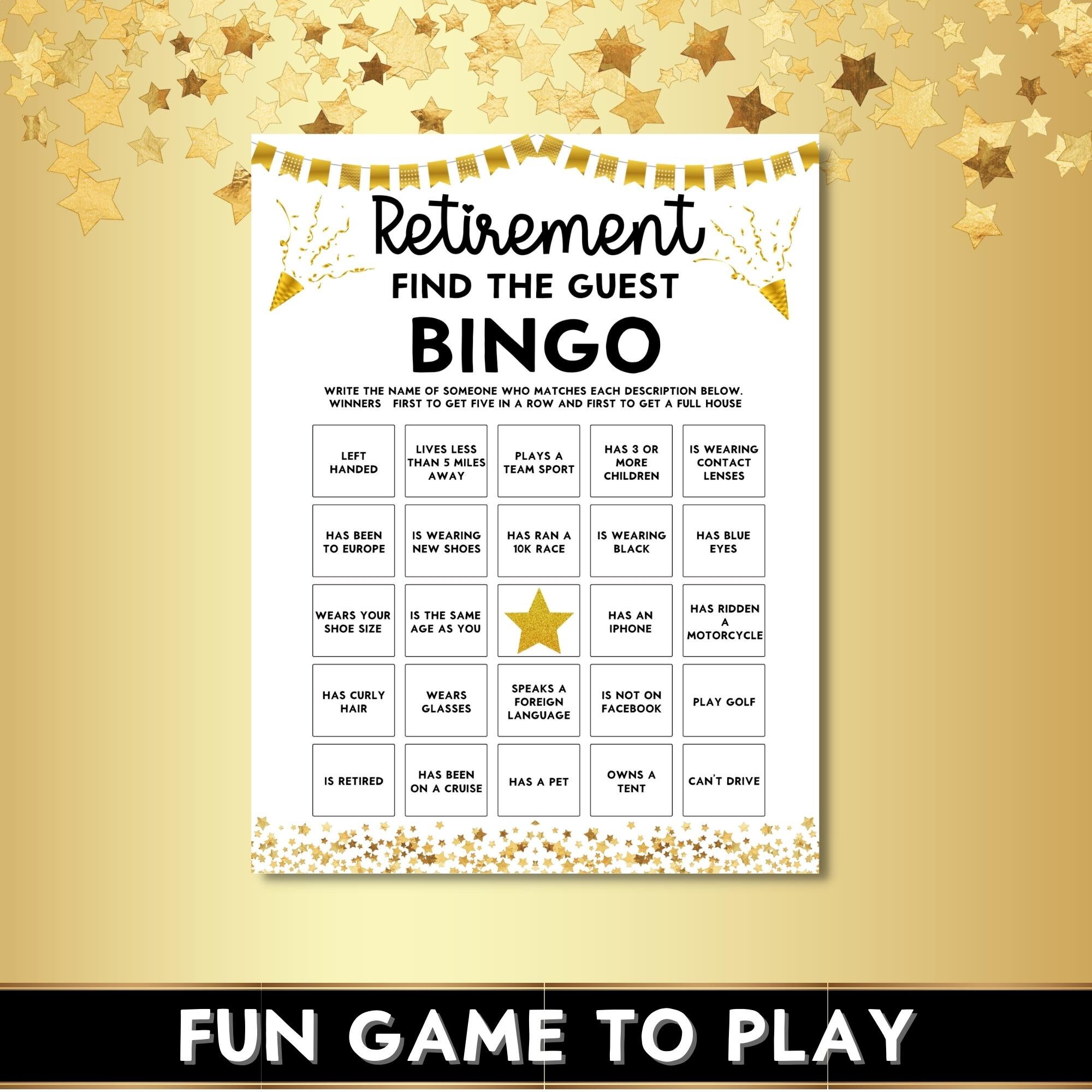Printable Retirement Party Find the Guest Bingo Game - Etsy