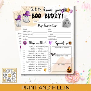 Halloween Questionnaire, Editable Boo Buddy Printable, Boo Basket Gift ...