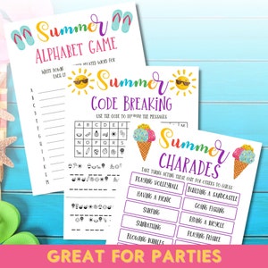 Summer Party Games Bundle, 12 Printable Games and Activities, Pool ...