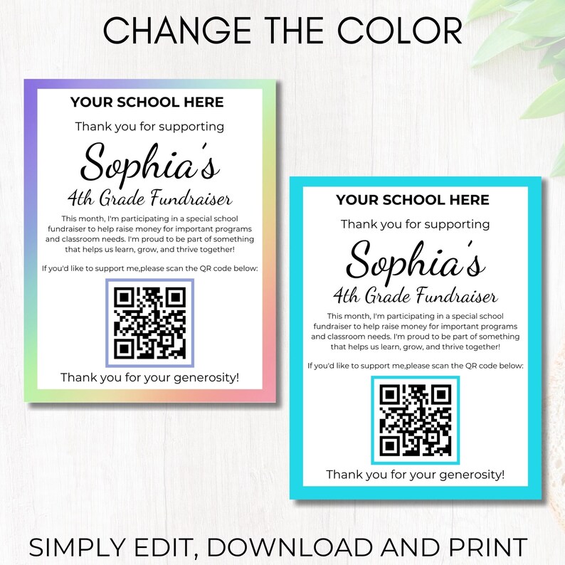 Editable School Fundraiser QR Code Sign, Canva Template (digital ...