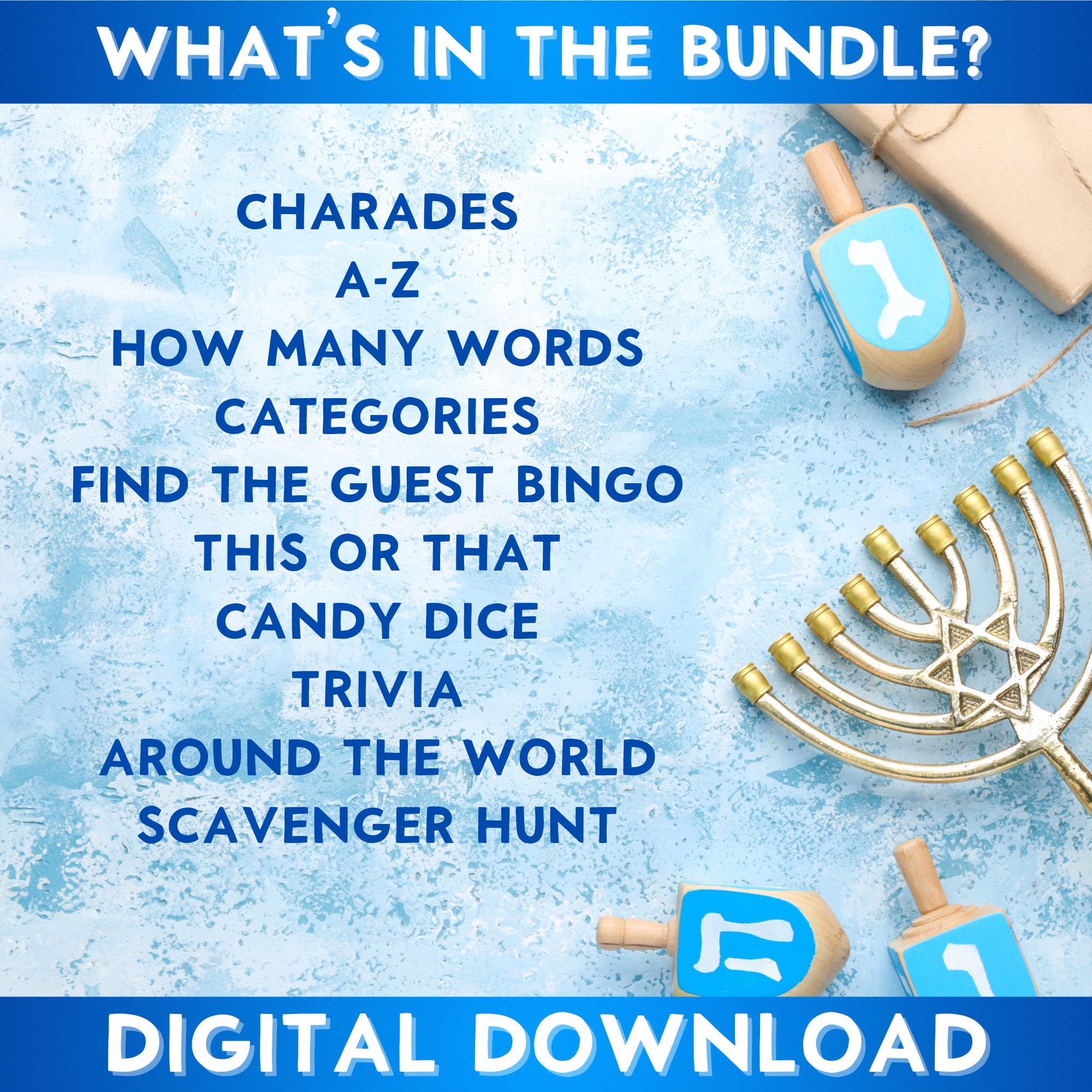 Hanukkah Games Bundle, Printable Family Activities for Kids and Adults ...