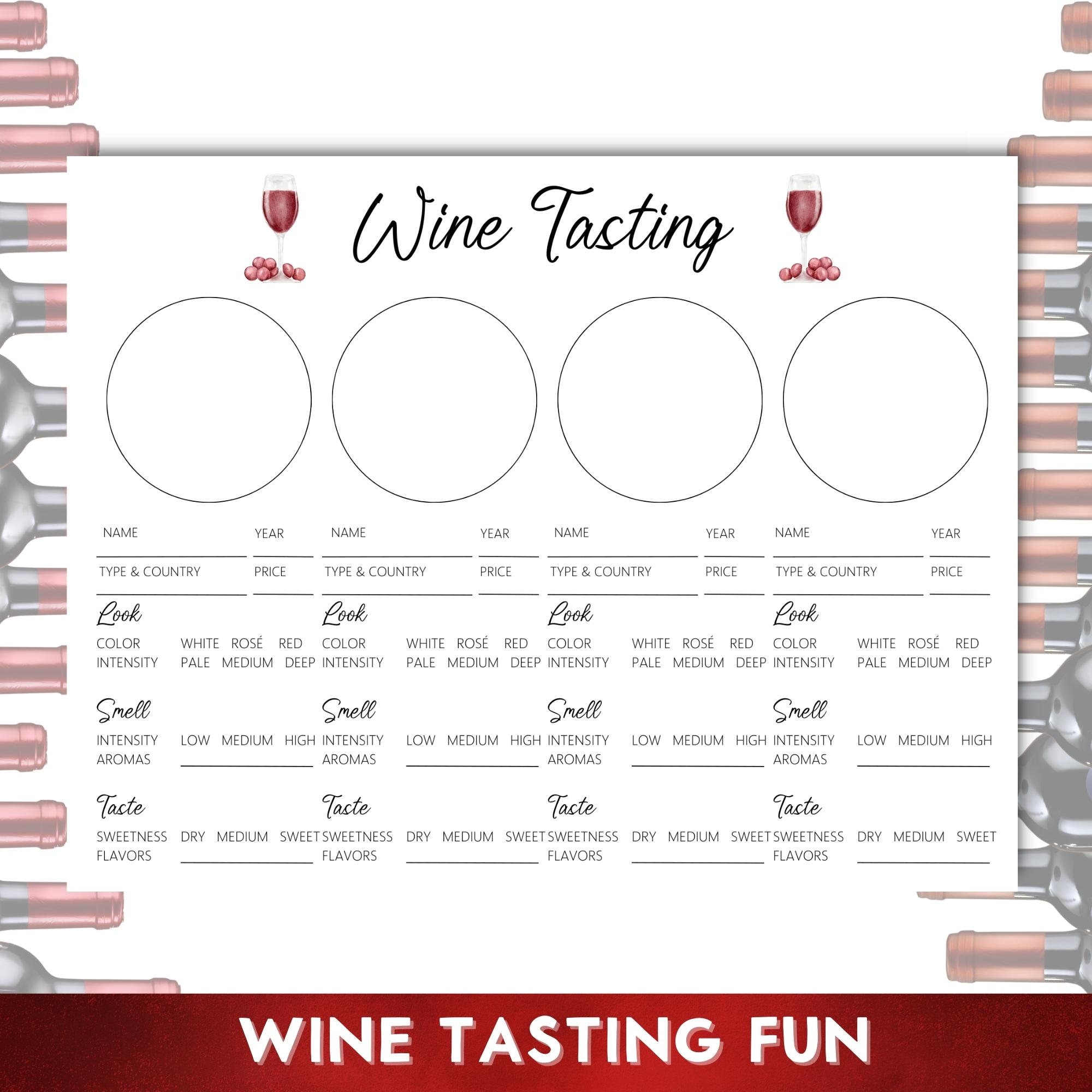 Wine Party Wine Tasting Notes, Printable Game, Bachelorette Party ...
