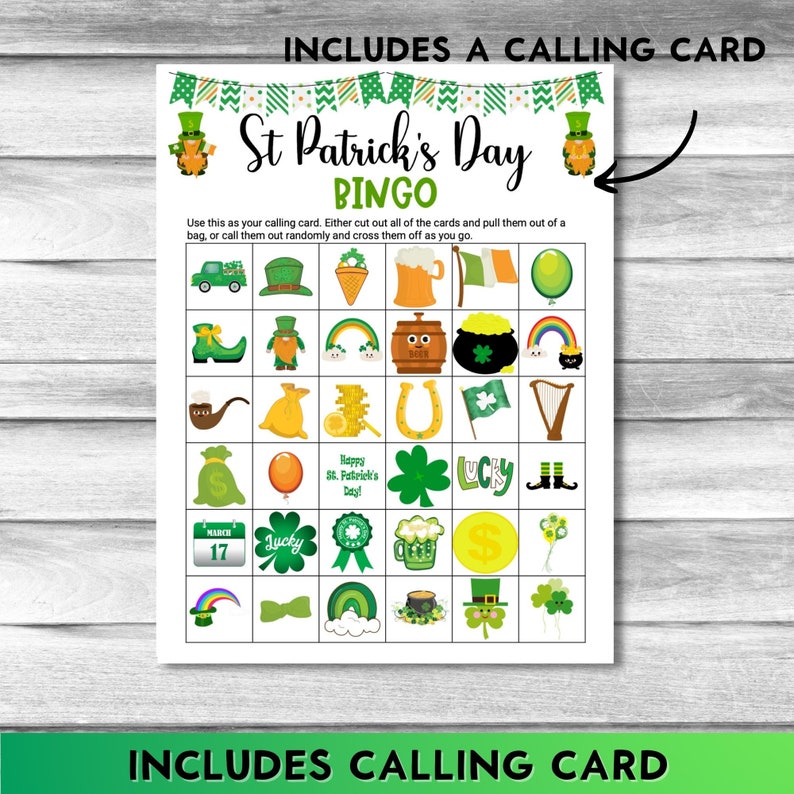 Printable St Patrick's Day Bingo Game St Paddy's Day - Etsy