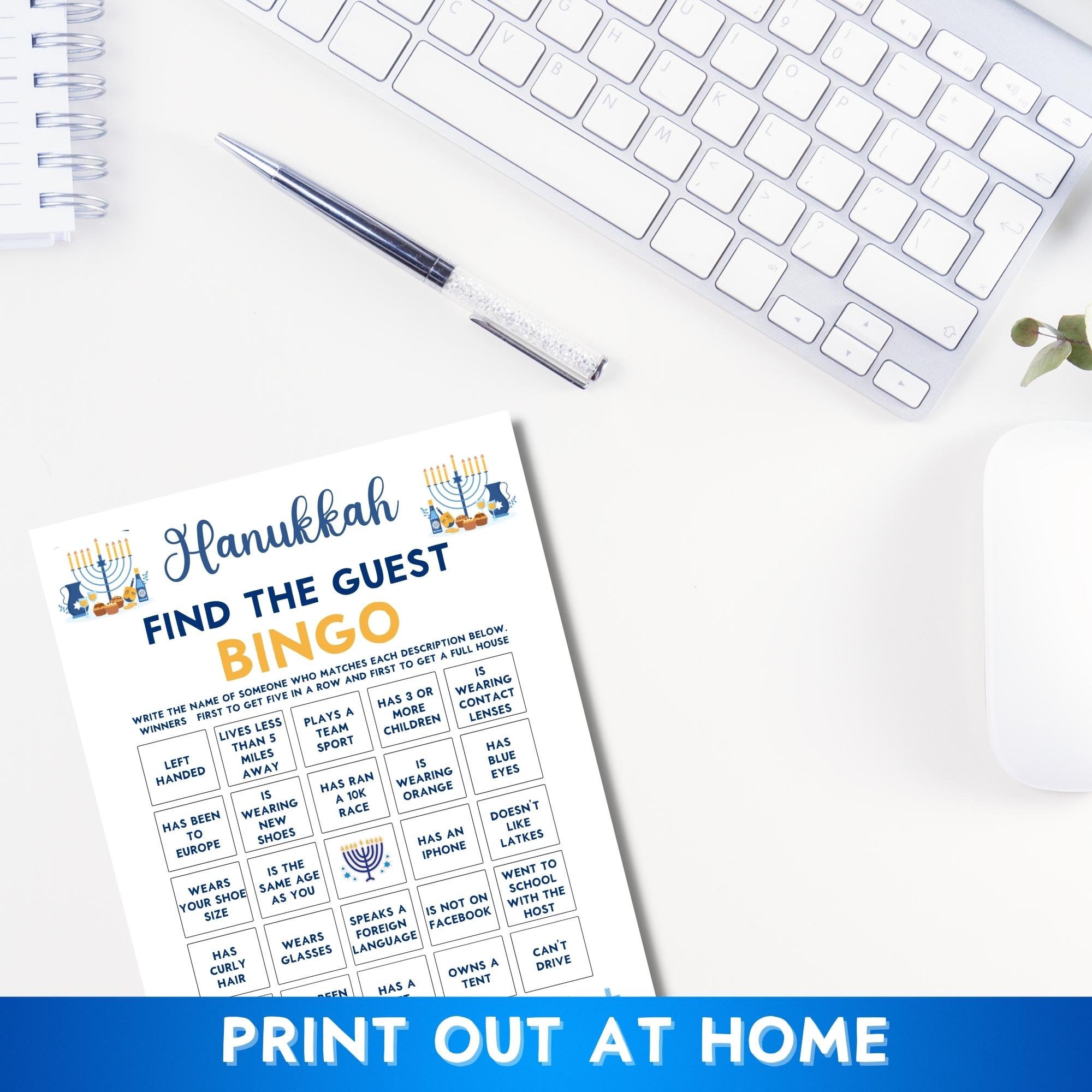 Printable Hanukkah Find the Guest Bingo Game, Digital Download ...