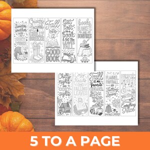 Fall Coloring Bookmarks, Printable Autumn Bookmarks for Kids, DIY Craft ...