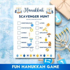Hanukkah Scavenger Hunt Game, Printable Party Game, Editable Digital ...