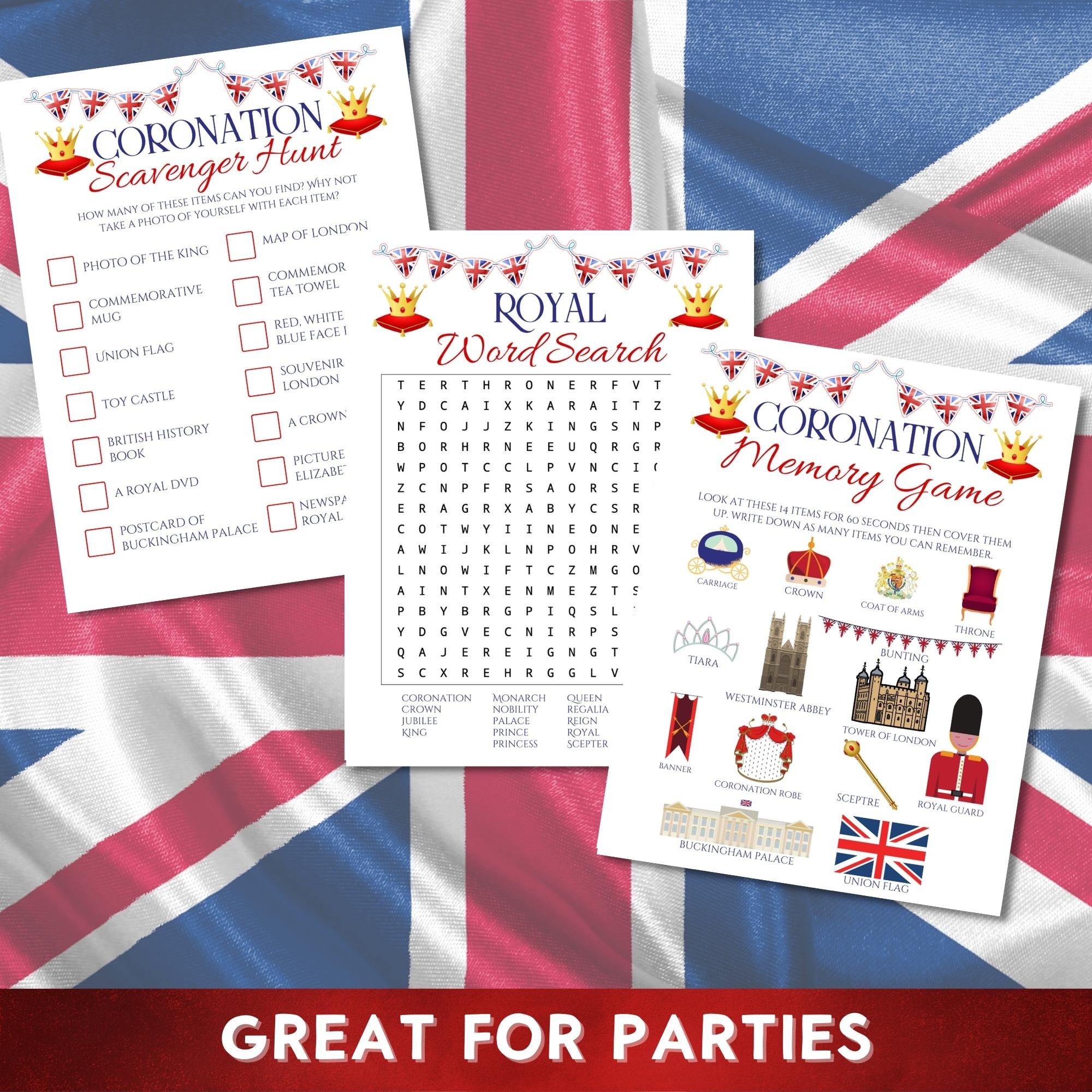 Coronation Printable Party Games King Charles III British - Etsy