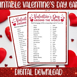 Printable Valentine's Day Around the World Party Game, Instant Download ...